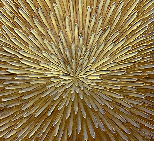 ART8YUQI Paintings - Thick Heavy Texture Wall Art Abstract Golden Flowers Picture Modern Artwork Oil Painting 3D Gradient Bright Pictures Ready to Hang for Living Room Decor 24x36 Inch