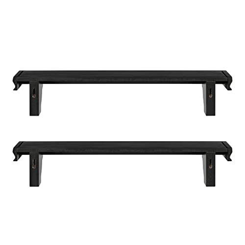 Danya B. Decorative 24" Floating Wall Décor Display Ledge Shelves – (Set of 2) (Black)