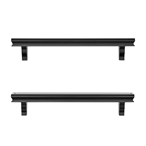 Danya B. Decorative 24" Floating Wall Décor Display Ledge Shelves – (Set of 2) (Black)