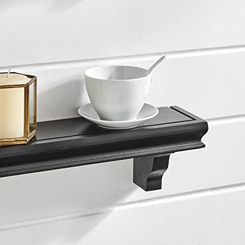 Danya B. Decorative 24" Floating Wall Décor Display Ledge Shelves – (Set of 2) (Black)