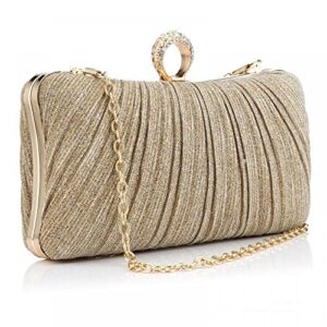 erouge women evening clutch purses rhinestone wedding clutch evening handbag for formal (gold)