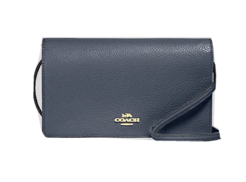 COACH Women's Anna Foldover Crossbody Clutch (Pebble Leather - Denim)