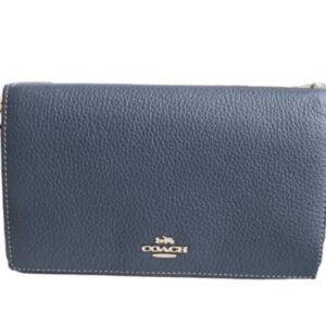 COACH Women's Anna Foldover Crossbody Clutch (Pebble Leather - Denim)