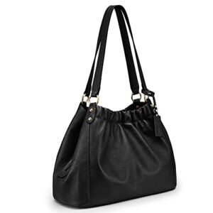 kattee soft women genuine leather hobo totes purses and handbags satchel top handle shoulder bags (black)