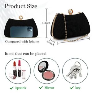 Clutch Purse Women Glittering Evening Bag Top Handle Handbag Woven Crossbody Bag Shoulder Bag for Wedding Party Prom (Black)