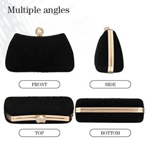 Clutch Purse Women Glittering Evening Bag Top Handle Handbag Woven Crossbody Bag Shoulder Bag for Wedding Party Prom (Black)