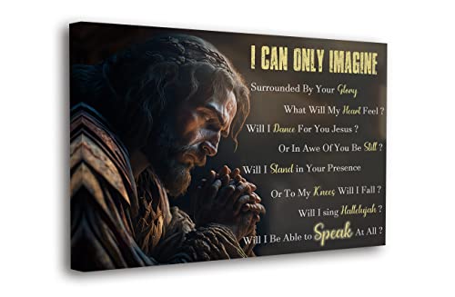 SpiritualHands Jesus Wall Decor, Christian Cross Wall Home Posters, Judah Religious Lord Prayer Bible Wall Art Framed Canvas – 02-I CAN IMAGINE-24X36