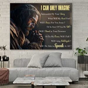 SpiritualHands Jesus Wall Decor, Christian Cross Wall Home Posters, Judah Religious Lord Prayer Bible Wall Art Framed Canvas – 02-I CAN IMAGINE-24X36