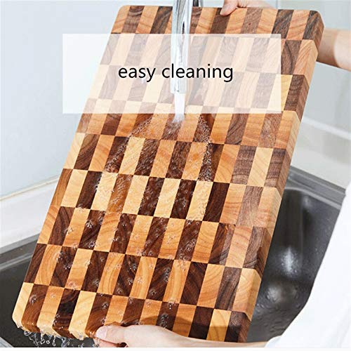 GULRUH Wood Cutting Boards for Kitchen, Rectangular Telomere Butcher Acacia Wood Cutting Board Block Wood Cutting Board Oil-Free and Durable Kitchen Tool