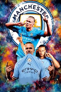 bko soccer superstar manchester city poster wall art,haaland soccer 16″ x 24″art print poster,soccer superstar motivational wall art posters-great gift for soccer fans kids and adults,no frame