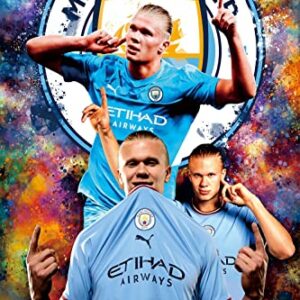 BKO Soccer Superstar Manchester City Poster Wall Art,Haaland Soccer 16" x 24"Art Print Poster,Soccer Superstar Motivational Wall Art Posters-Great Gift for Soccer Fans Kids and Adults,No Frame