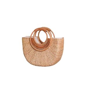 rattan straw bag, women summer beach straw tote bag weave rattan bag woven straw purse bag