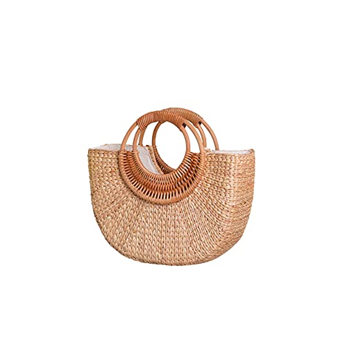 Rattan Straw Bag, Women Summer Beach Straw Tote Bag Weave Rattan Bag Woven Straw Purse Bag