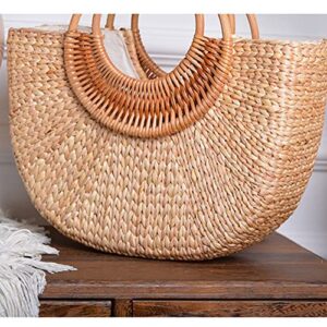 Rattan Straw Bag, Women Summer Beach Straw Tote Bag Weave Rattan Bag Woven Straw Purse Bag