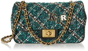 karl lagerfeld paris womens agyness bag shoulder, glen plaid, one size us