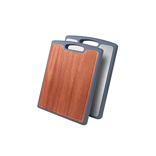 GULRUH Wood Cutting Boards for Kitchen, Household Stainless Steel Cutting Board， Double Solid Wood Chopping Board， Black Ebony Chopping Board in The Kitchen