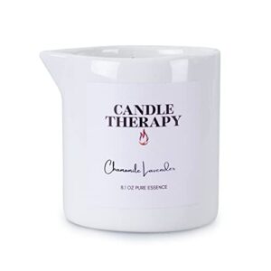 candle therapy massage oil candles with spout, 8.1 oz natural moisturizing lotion candle for relaxing body candle, low temp massaging candle (lavender chamomile)