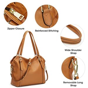 Kattee Women Genuine Leather Soft Totes Shoulder Hobo Purses and Handbags Top Handle Bags (Brown)