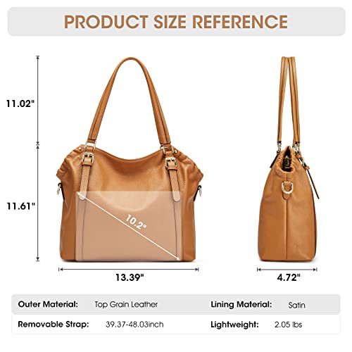 Kattee Women Genuine Leather Soft Totes Shoulder Hobo Purses and Handbags Top Handle Bags (Brown)