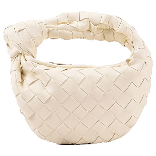 LIBOOI Woven Knotted Handbag, Dumpling Clutch Bag PU Leather Woven Hobo Bags for Women