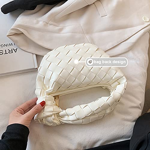 LIBOOI Woven Knotted Handbag, Dumpling Clutch Bag PU Leather Woven Hobo Bags for Women