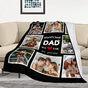 Croilujo Gifts for Dad, Custom Blankets with Photos, Personalized Dad Picture Blanket, Customized Blankets with Photo Collage Throw, Birthday for Dad Father Papa