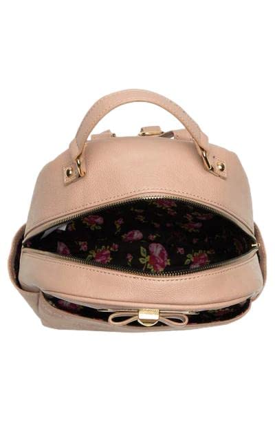 Betsey Johnson Sonya Rose Embossed Faux Leather W/Pull Out Zipper Pouch Adjustable Backpack