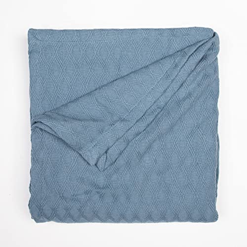 Aston & Arden Tencel Throw Blanket - Premium Eucalyptus and Cotton All Season Heavy Weight Soft and Cool Hotel Quality, 400 GSM Breathable for Couch, Bed, Sofa Chair, Throw, Blue