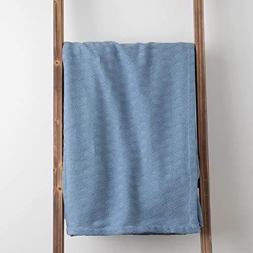 Aston & Arden Tencel Throw Blanket - Premium Eucalyptus and Cotton All Season Heavy Weight Soft and Cool Hotel Quality, 400 GSM Breathable for Couch, Bed, Sofa Chair, Throw, Blue