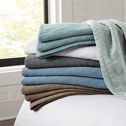 Aston & Arden Tencel Throw Blanket - Premium Eucalyptus and Cotton All Season Heavy Weight Soft and Cool Hotel Quality, 400 GSM Breathable for Couch, Bed, Sofa Chair, Throw, Blue