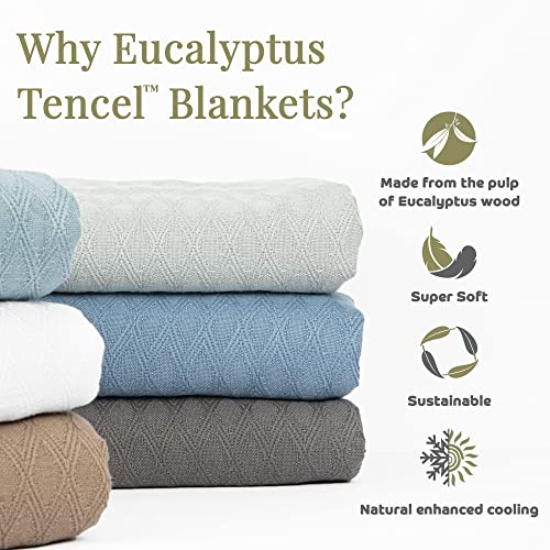 Aston & Arden Tencel Throw Blanket - Premium Eucalyptus and Cotton All Season Heavy Weight Soft and Cool Hotel Quality, 400 GSM Breathable for Couch, Bed, Sofa Chair, Throw, Blue