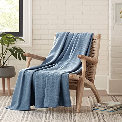 Aston & Arden Tencel Throw Blanket - Premium Eucalyptus and Cotton All Season Heavy Weight Soft and Cool Hotel Quality, 400 GSM Breathable for Couch, Bed, Sofa Chair, Throw, Blue