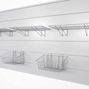 Crownwall Steel Shelf and Basket Organizer Value Kit with 5 Heavy Duty Shelves and Baskets for Storage and Organization, Compatible Slatwall