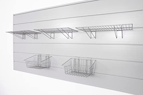 Crownwall Steel Shelf and Basket Organizer Value Kit with 5 Heavy Duty Shelves and Baskets for Storage and Organization, Compatible Slatwall