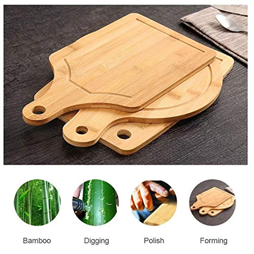 GULRUH Wood Cutting Boards for Kitchen, Three Styles of Wooden Cutting Board with Handle Kitchen Cutting Board Solid Wood Food Board Pizza Bread Fruit Can Hang Cutting Board (Size : Small)