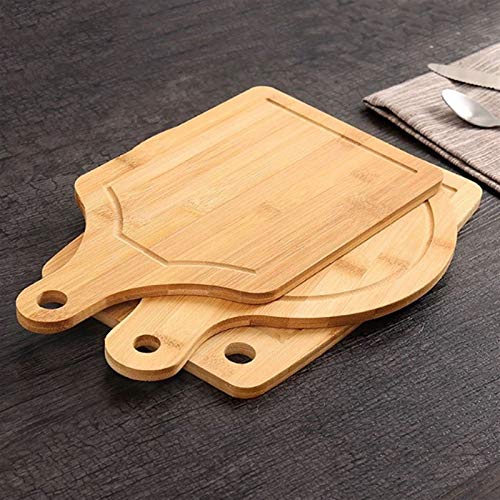 GULRUH Wood Cutting Boards for Kitchen, Three Styles of Wooden Cutting Board with Handle Kitchen Cutting Board Solid Wood Food Board Pizza Bread Fruit Can Hang Cutting Board (Size : Small)