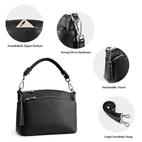 S-ZONE Medium Genuine Leather Shoulder Bag for Women Crossbody Purse Top Handle Handbags