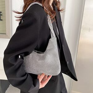 Elegant Handbag Evening Bag Shiny Rhinestone Clutch Bag Silver Underarm Bag Shoulder Bag for Wedding Party evening bag