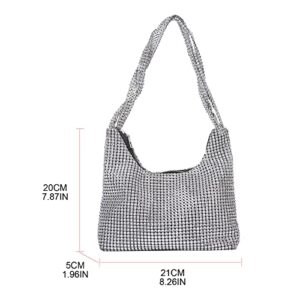 Elegant Handbag Evening Bag Shiny Rhinestone Clutch Bag Silver Underarm Bag Shoulder Bag for Wedding Party evening bag