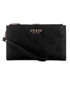 guess laurel double zip organizer wallet, black