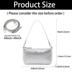 Rhinestone Purse Sparkly Bag Silver Diamond Shoulder Bag for Women Evening Prom Clutch Y2K Bag