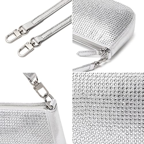 Rhinestone Purse Sparkly Bag Silver Diamond Shoulder Bag for Women Evening Prom Clutch Y2K Bag