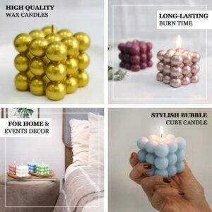 Efavormart 2 Pack | Sage Green 2" Bubble Cube Paraffin Wax Candles, Unscented Square Pillar Candle, Party Favor Gift