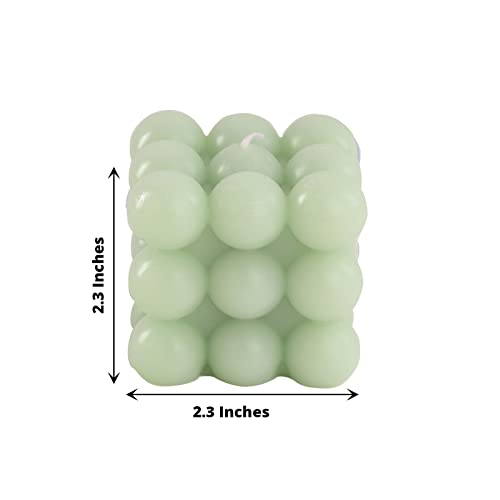 Efavormart 2 Pack | Sage Green 2" Bubble Cube Paraffin Wax Candles, Unscented Square Pillar Candle, Party Favor Gift