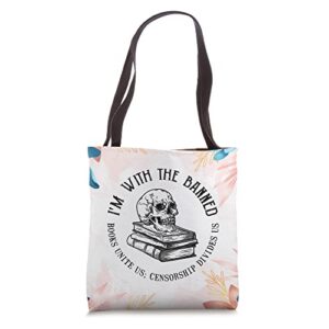 dark romance book lover smut reader i’m with banned books tote bag