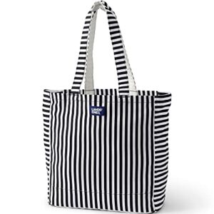 lands’ end getaway beach tote black/white stripe not applicable no sz