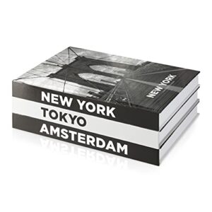 decorative books for home decor – book decorations for living room & beyond, book decor, book shelf decor (set of 3 books for decor) – blank books new york/tokyo/amsterdam from shelf & shelf