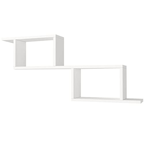 The Urban Port 40-Inch Decorative Wooden Wall Mounted Cubby Shelf, White