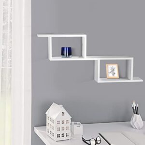 The Urban Port 40-Inch Decorative Wooden Wall Mounted Cubby Shelf, White