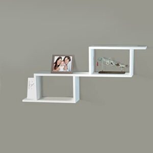 The Urban Port 40-Inch Decorative Wooden Wall Mounted Cubby Shelf, White